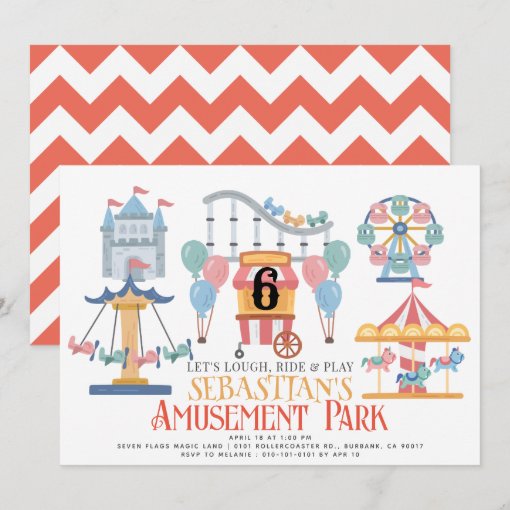 Amusement Park Kid's Birthday Invitation | Zazzle