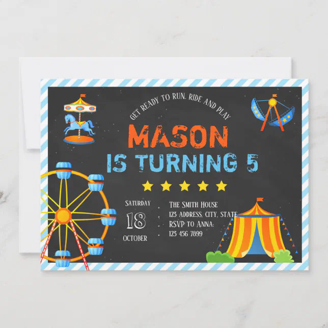 Amusement park party invitation | Zazzle