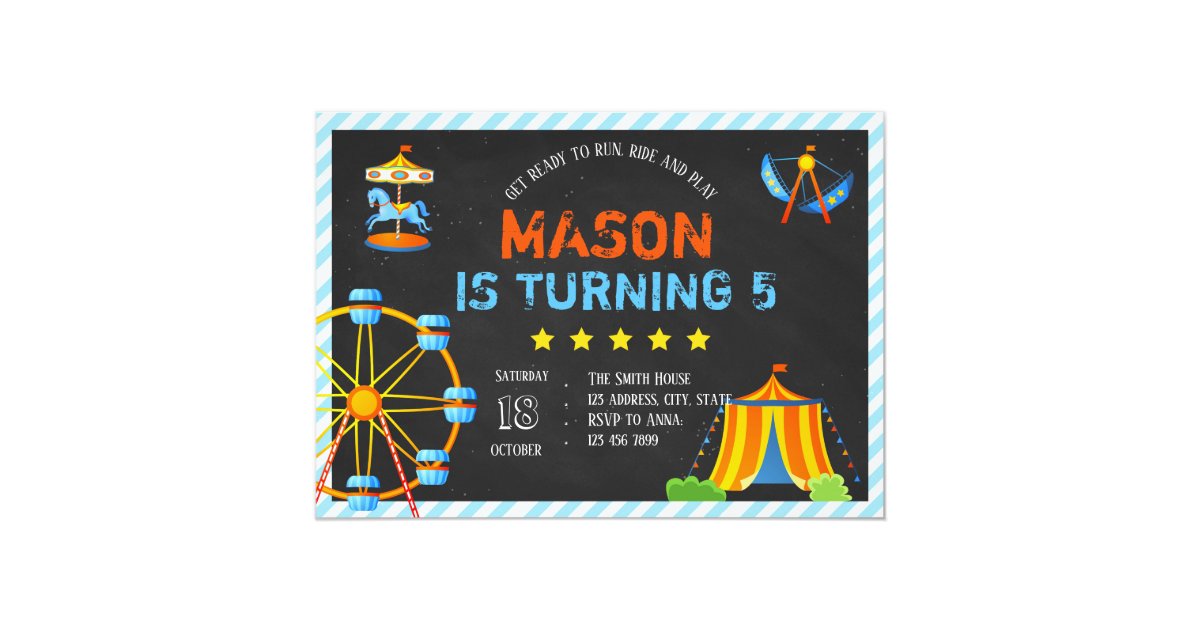 Amusement park party invitation | Zazzle.com