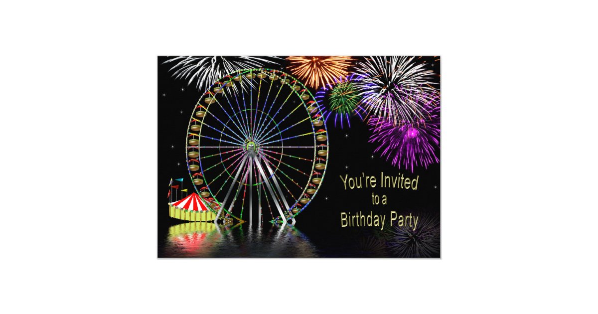 AMUSEMENT PARK THEME BIRTHDAY INVITATION | Zazzle.com