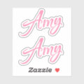 Amy Decorative Name in Pink x2 Sticker | Zazzle