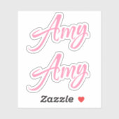 Amy Decorative Name in Pink x2 Sticker | Zazzle