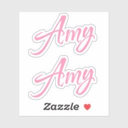 Amy Decorative Name in Pink x2 Sticker | Zazzle
