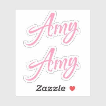 Amy Decorative Name in Pink x2 Sticker | Zazzle