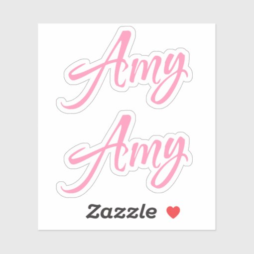 Amy Decorative Name in Pink x2 Sticker | Zazzle