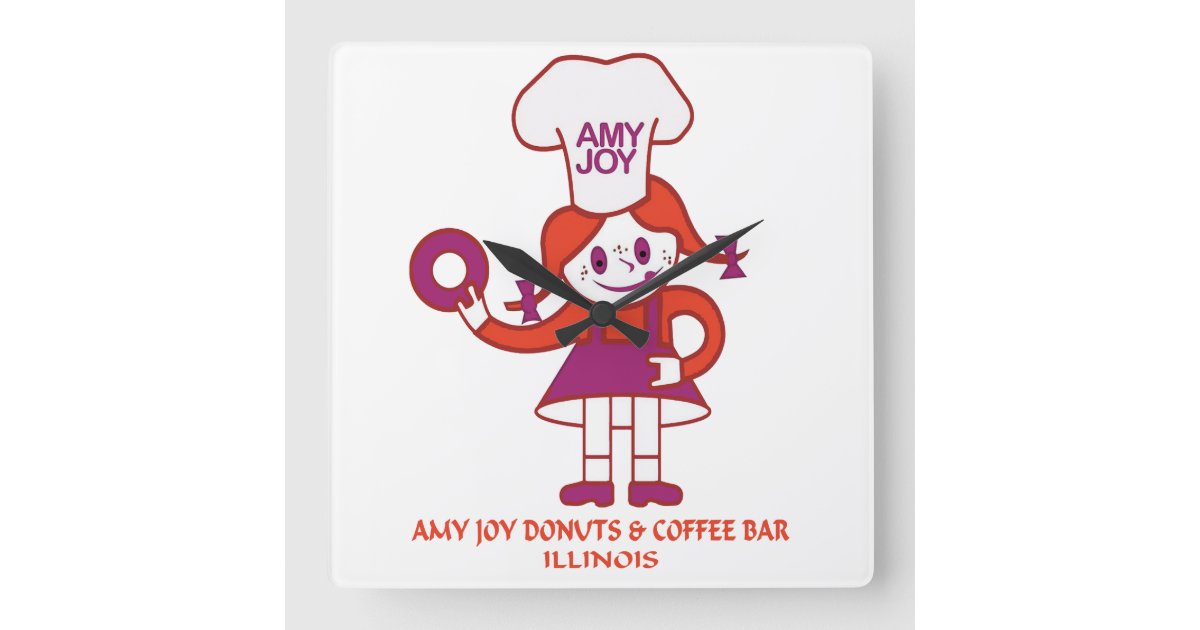 Amy Joy Donuts of Illinois Square Wall Clock | Zazzle