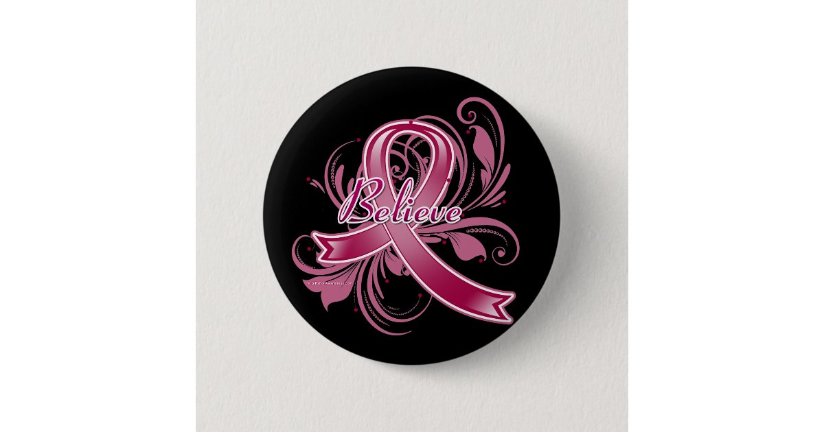 Amyloidosis Believe Flourish Ribbon Button | Zazzle