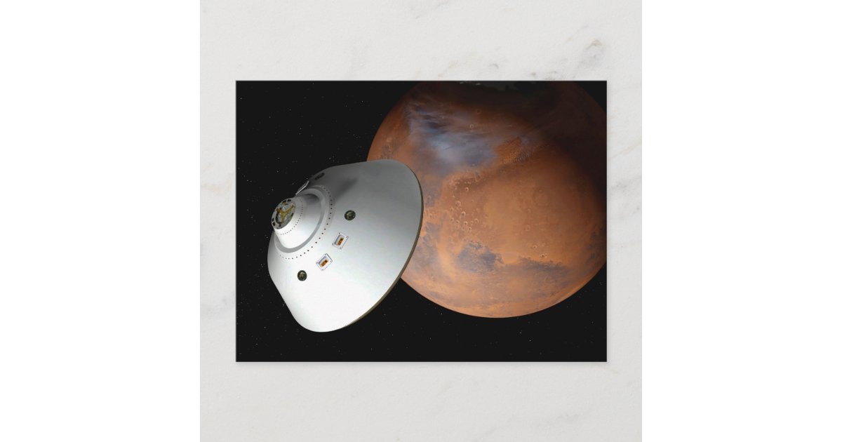 An Aeroshell-Encased Spacecraft Approaching Mars. Postcard | Zazzle
