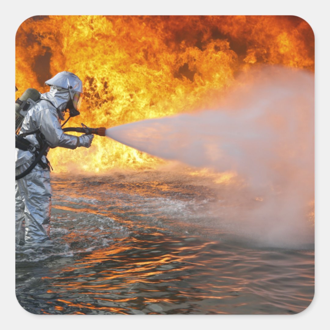 An aircraft rescue firefighting team square sticker | Zazzle
