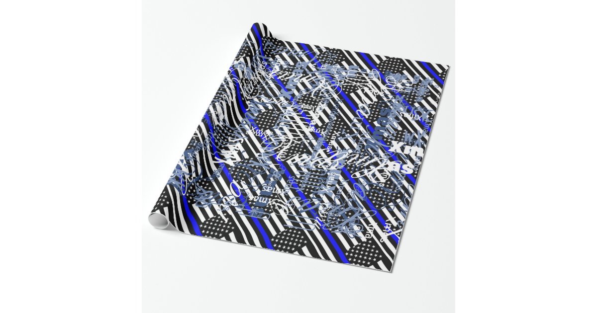 An American Thin Blue Line Display Wrapping Paper | Zazzle