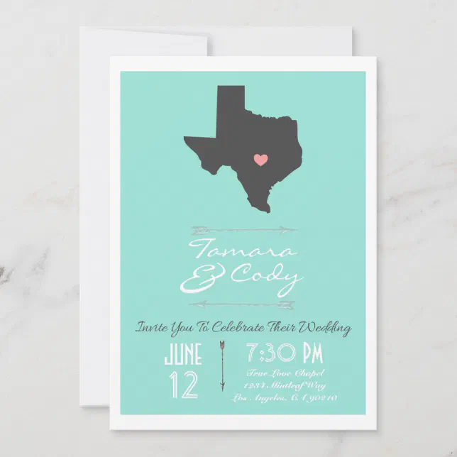An Aqua Colored Texas Wedding Invitation | Zazzle