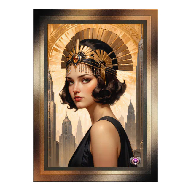 An Art Deco Damsel AI Concept Art by Xzendor7 Photo Print | Zazzle