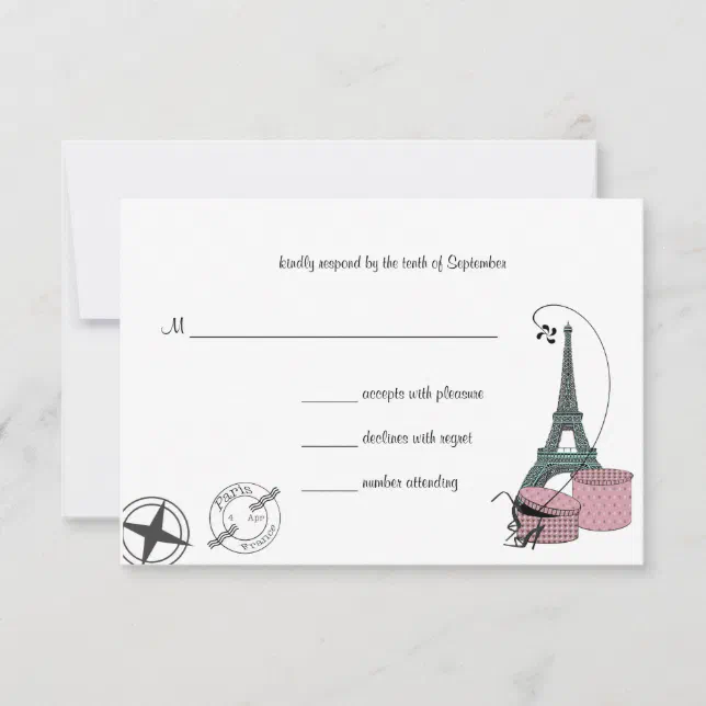 An Evening In Paris Custom Background RSVP card | Zazzle
