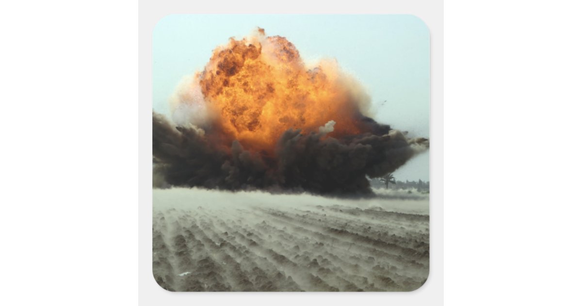 An explosion erupts square sticker | Zazzle
