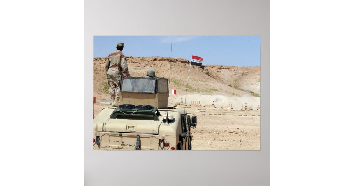 An instructor watches as an Iraqi army soldier Poster | Zazzle