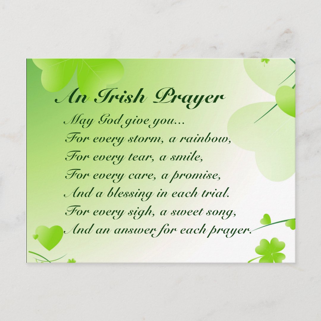 An Irish Prayer - Postcard | Zazzle