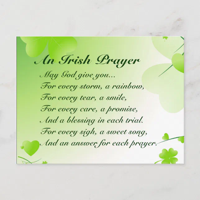 An Irish Prayer - Postcard | Zazzle