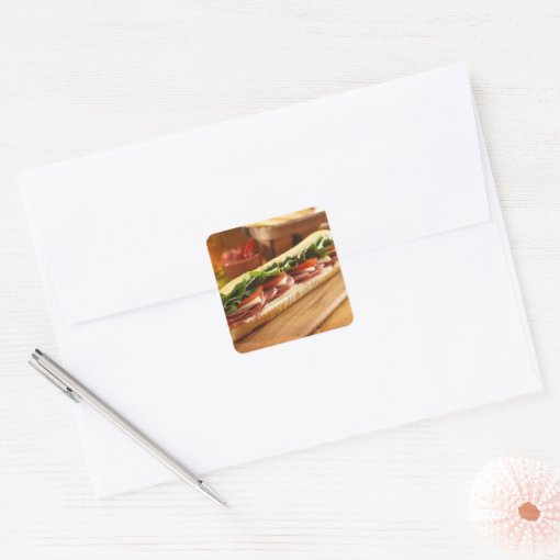 An Italian sub sandwich with 2 Square Sticker | Zazzle