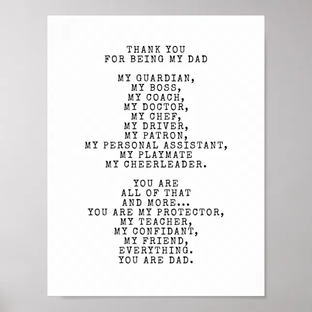 An Ode to Dad | Personalize this Poem Poster | Zazzle