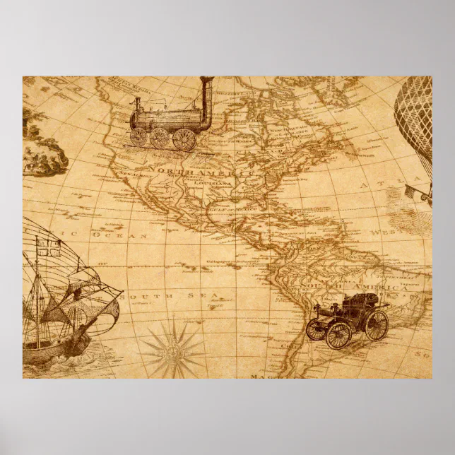 An old map of America Poster | Zazzle