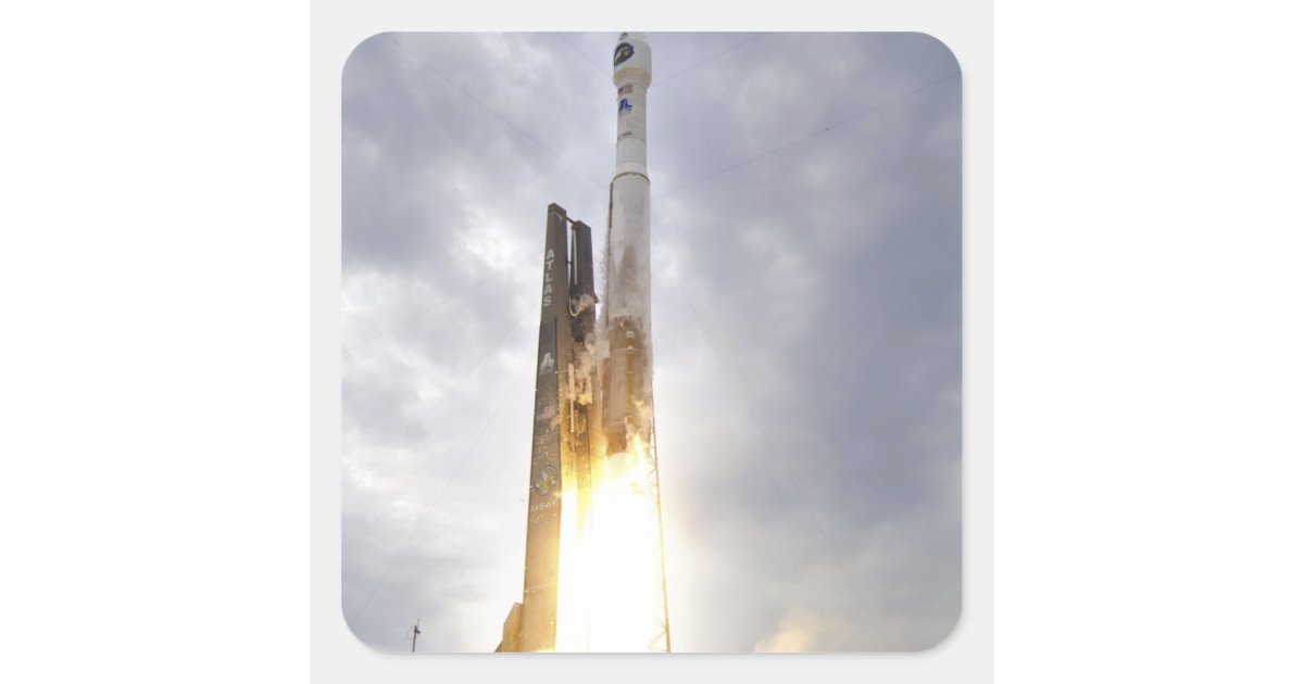 An United Launch Alliance Atlas V rocket lifts Square Sticker | Zazzle