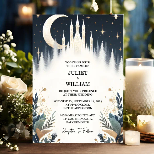 An Witch Magical Dream Mystical Stars Moon Wedding Invitation | Zazzle