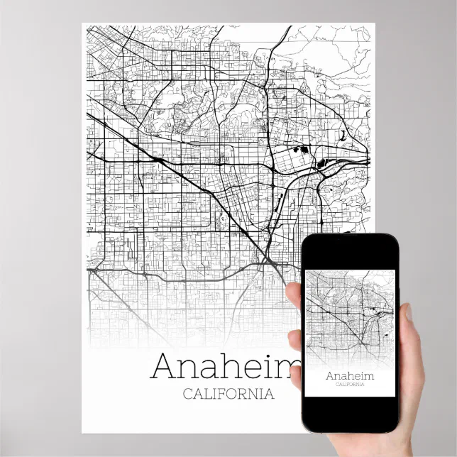 Anaheim Map - California - City Map Poster | Zazzle
