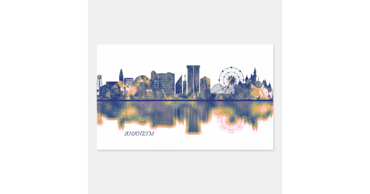 Anaheim Skyline Rectangular Sticker | Zazzle