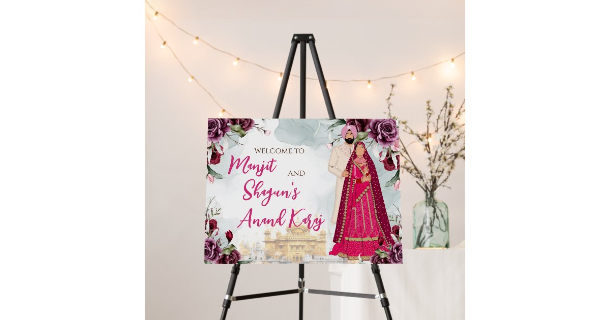 Anand Karaj Welcome Sign & Sikh Wedding signs | Zazzle