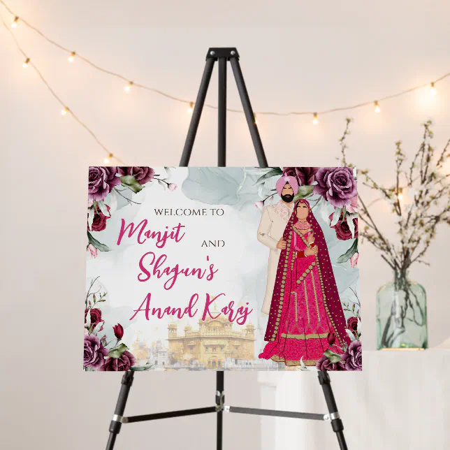 Anand Karaj Welcome Sign & Sikh Wedding signs | Zazzle