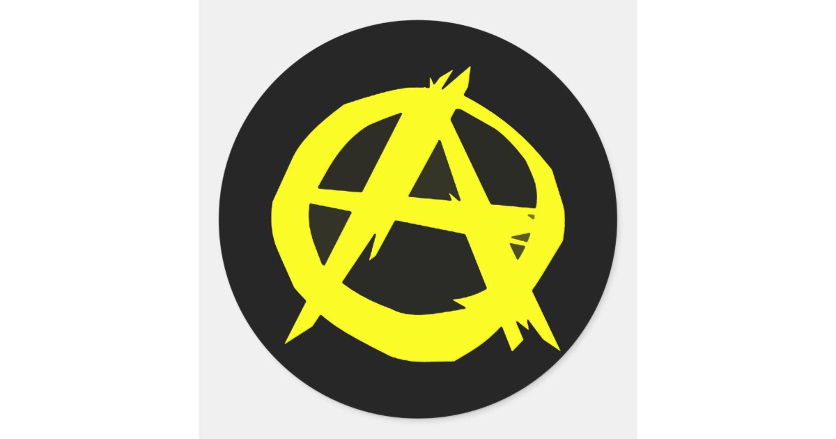 Anarcho Capitalism Black and Yellow Flag Classic Round Sticker | Zazzle