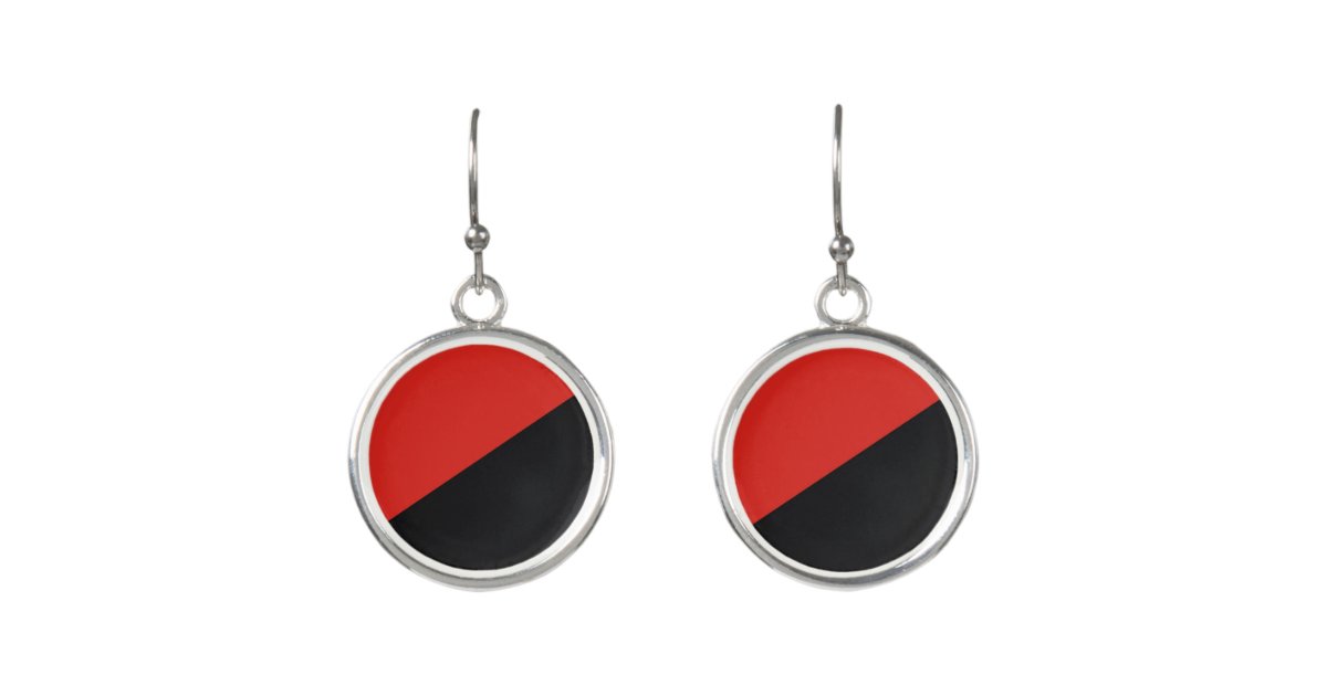 anarchy flag symbol punk communism socialism red b earrings | Zazzle