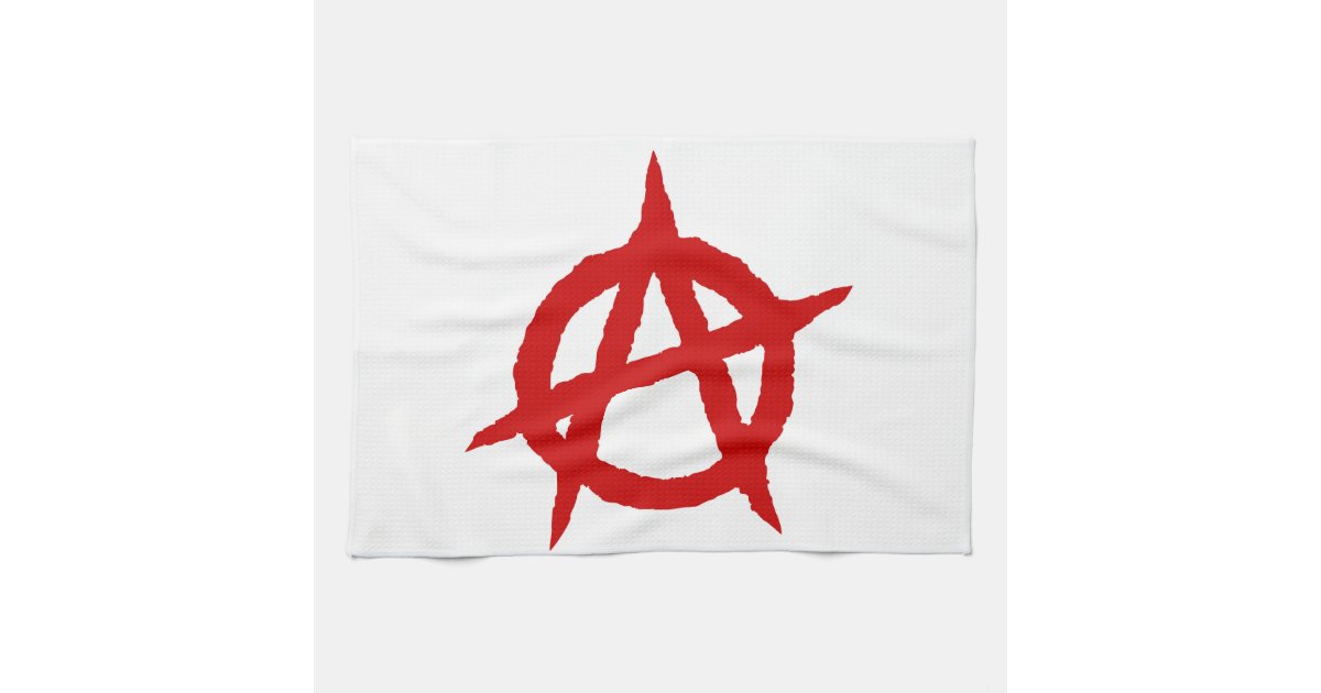 Anarchy symbol red punk music culture sign chaos p kitchen towel | Zazzle