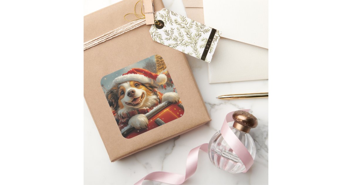 Anatolian Shepherd Dog Roller Coaster Christmas Square Sticker | Zazzle