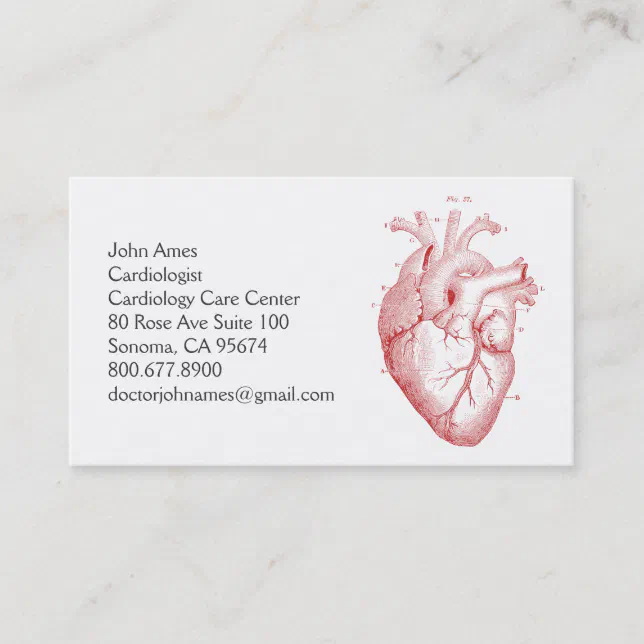 Anatomical Heart Cardiology Medical Doctor Business Card | Zazzle