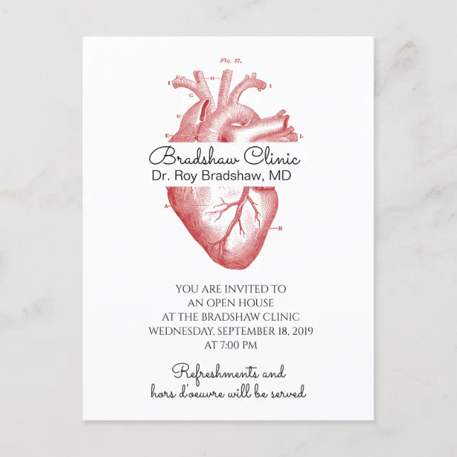 Anatomical Heart Medical Cardiology Invitation Postcard | Zazzle