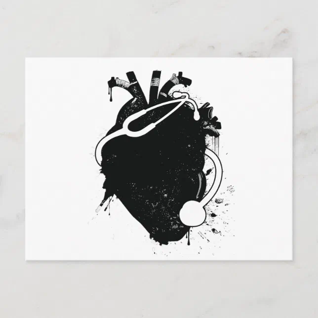 anatomical heart stethoscope postcard | Zazzle