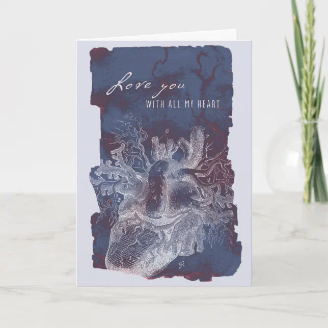 Anatomical Heart Valentine's Card in Blue | Zazzle