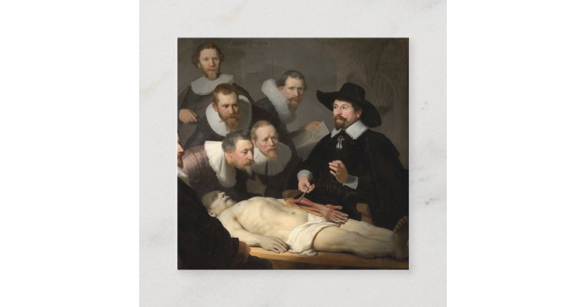 Anatomy Lesson Dr Nicolaes Tulp Rembrandt Square Business Card Zazzle
