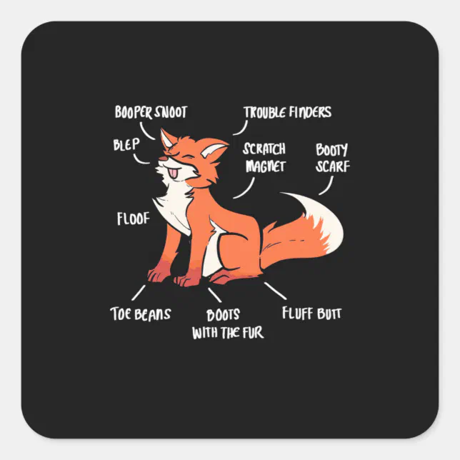 Anatomy Of A Fox Square Sticker | Zazzle