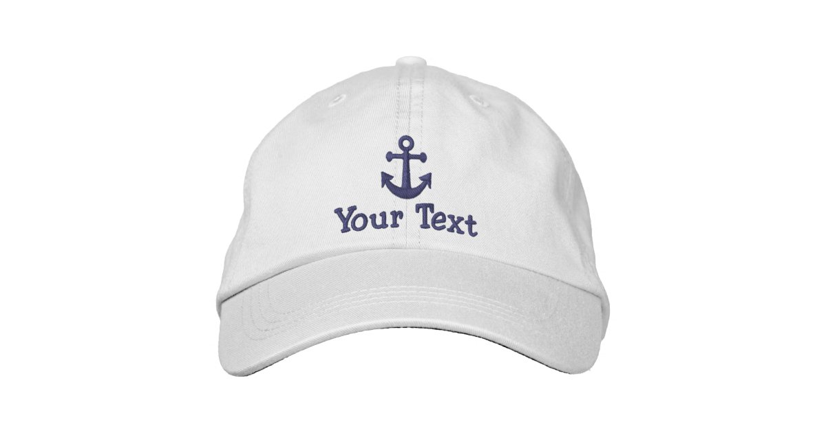 Anchor Custom Name Embroidered Baseball Cap | Zazzle