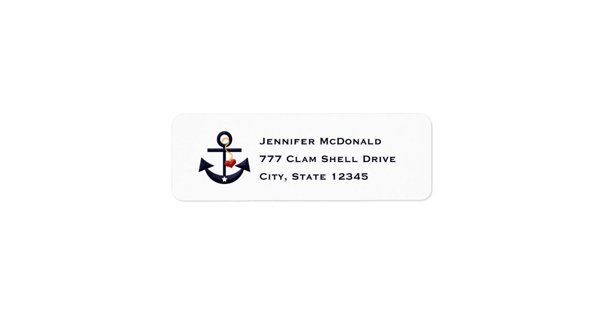 Anchor Heart Return Address Labels Custom | Zazzle