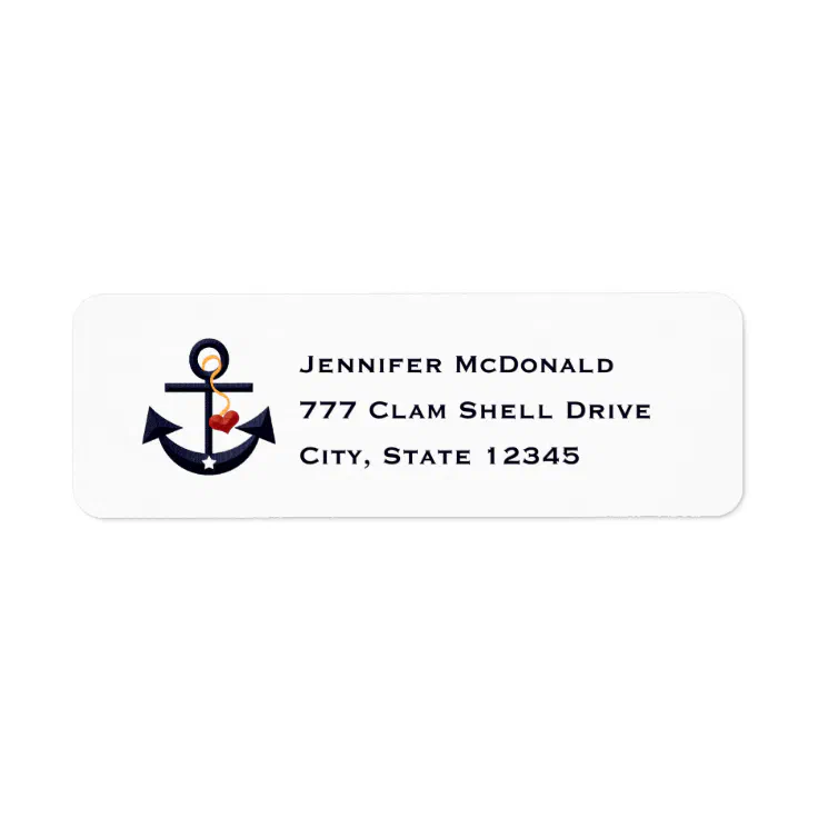 Anchor Heart Return Address Labels Custom | Zazzle