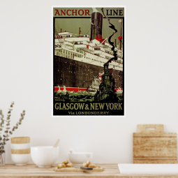 Anchor Line ~ Glasgow-New York Poster | Zazzle