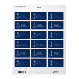 Anchor Nautical Address Label Gift Navy Blue White | Zazzle