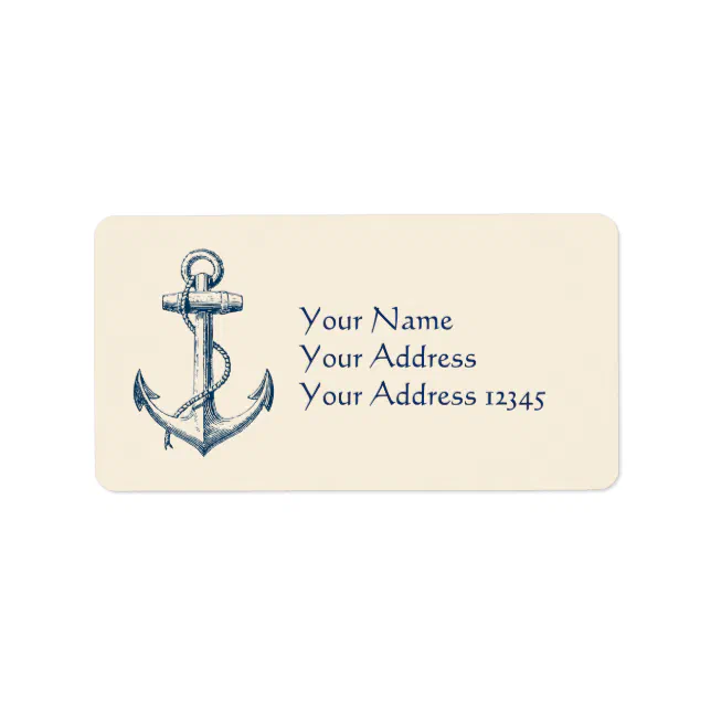 Anchor Nautical Address Label Gift Navy Blue White | Zazzle