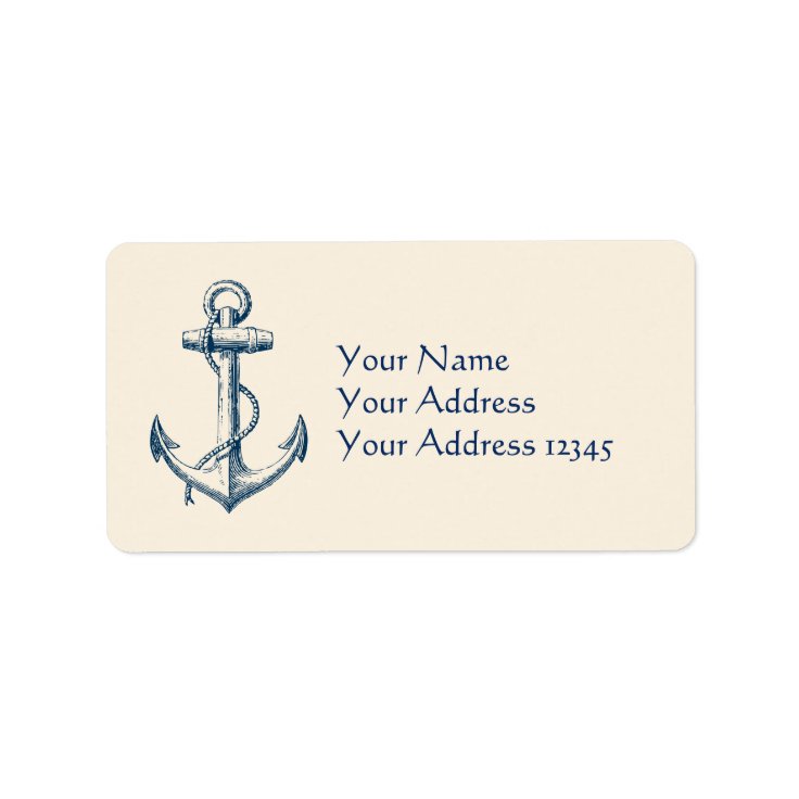 Anchor Nautical Address Label Gift Navy Blue White | Zazzle