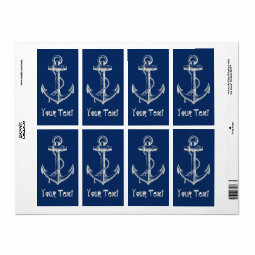 Anchor Nautical Custom Label Gift Navy Blue White | Zazzle