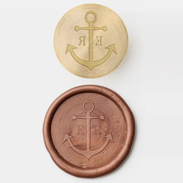 Anchor Nautical Wedding Monogram Wax Seal Stamp | Zazzle
