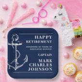 Anchor Navy Retirement Paper Plates | Zazzle